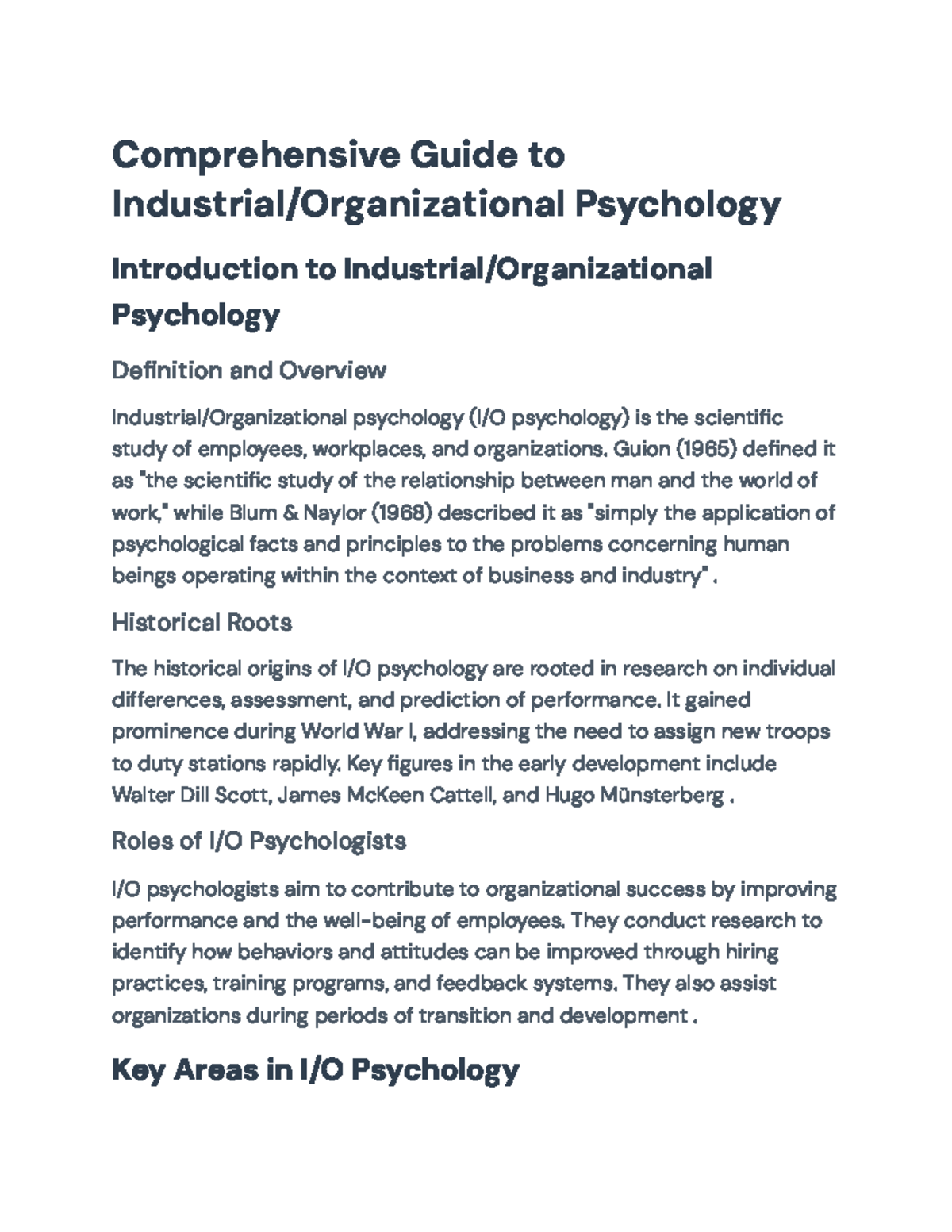 Comprehensive Guide to Industrial/Organizational Psychology (I/O ...