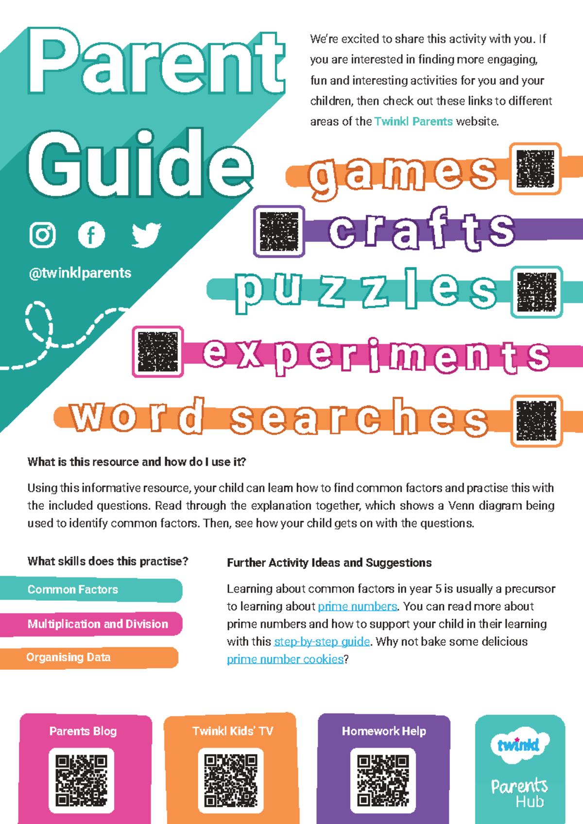 Factors Homelearning: Finding Common Factors Activities - Studocu