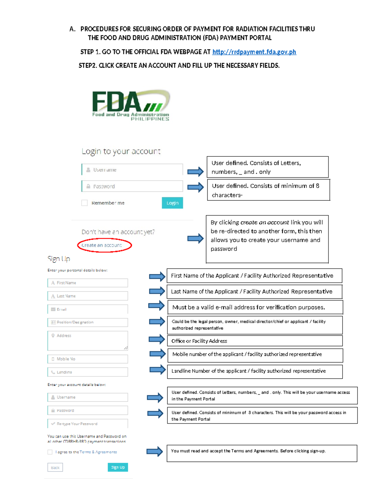 Annex Guidelines for FDA Payment Portal Procedures and Requirements ...