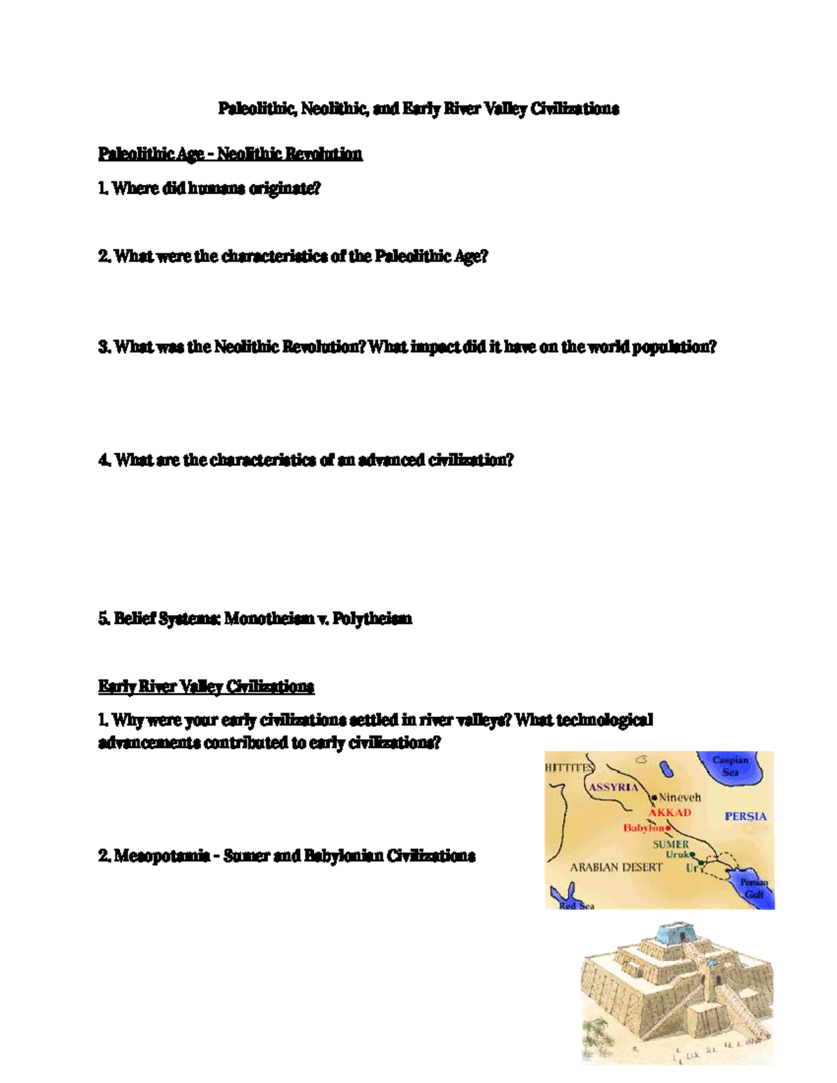 Paleolithic to Early River Valley Civilizations Study Guide - Studocu