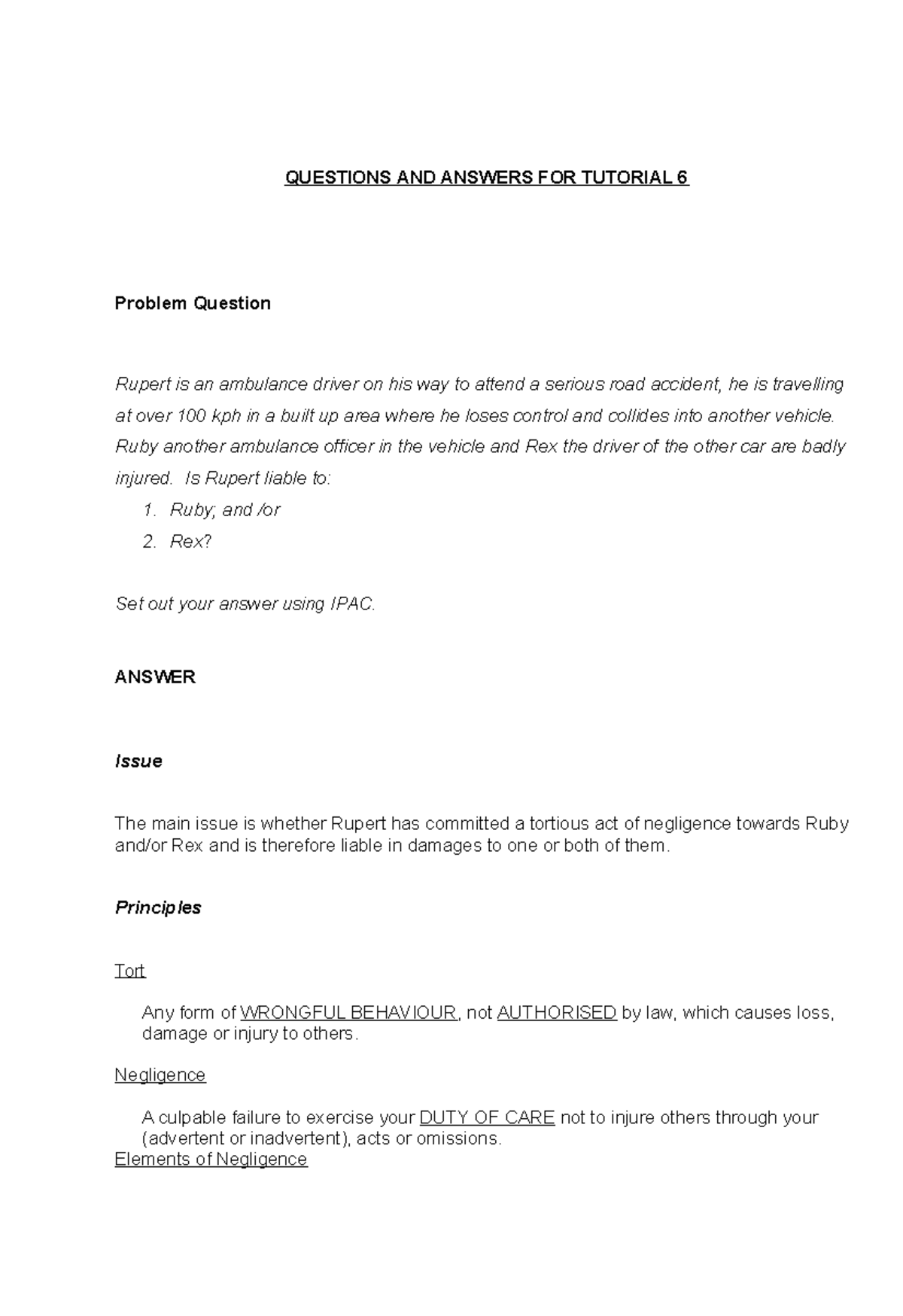 BU 1112 - Tutorial 6 answers - 2014 folder - QUESTIONS AND ANSWERS FOR ...