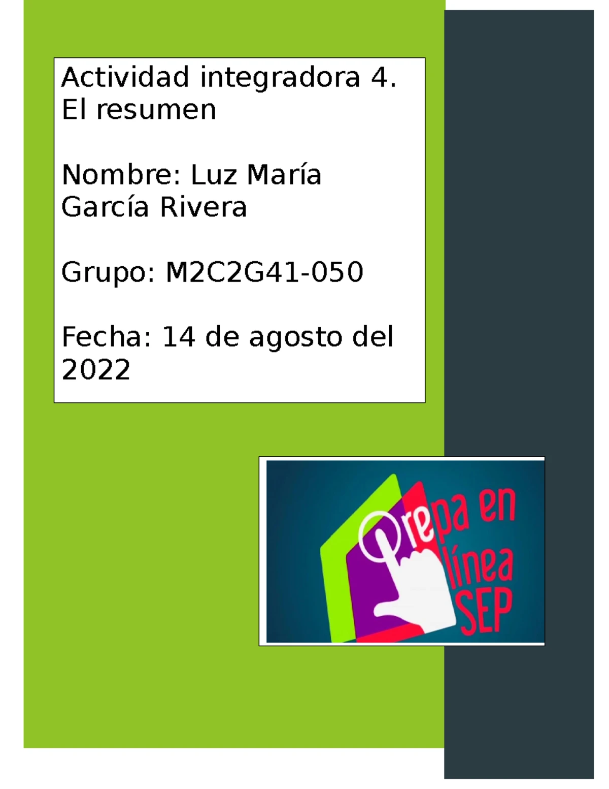 actividad integradora 1 del modulo 3 - Actividad integradora 1. Un ...