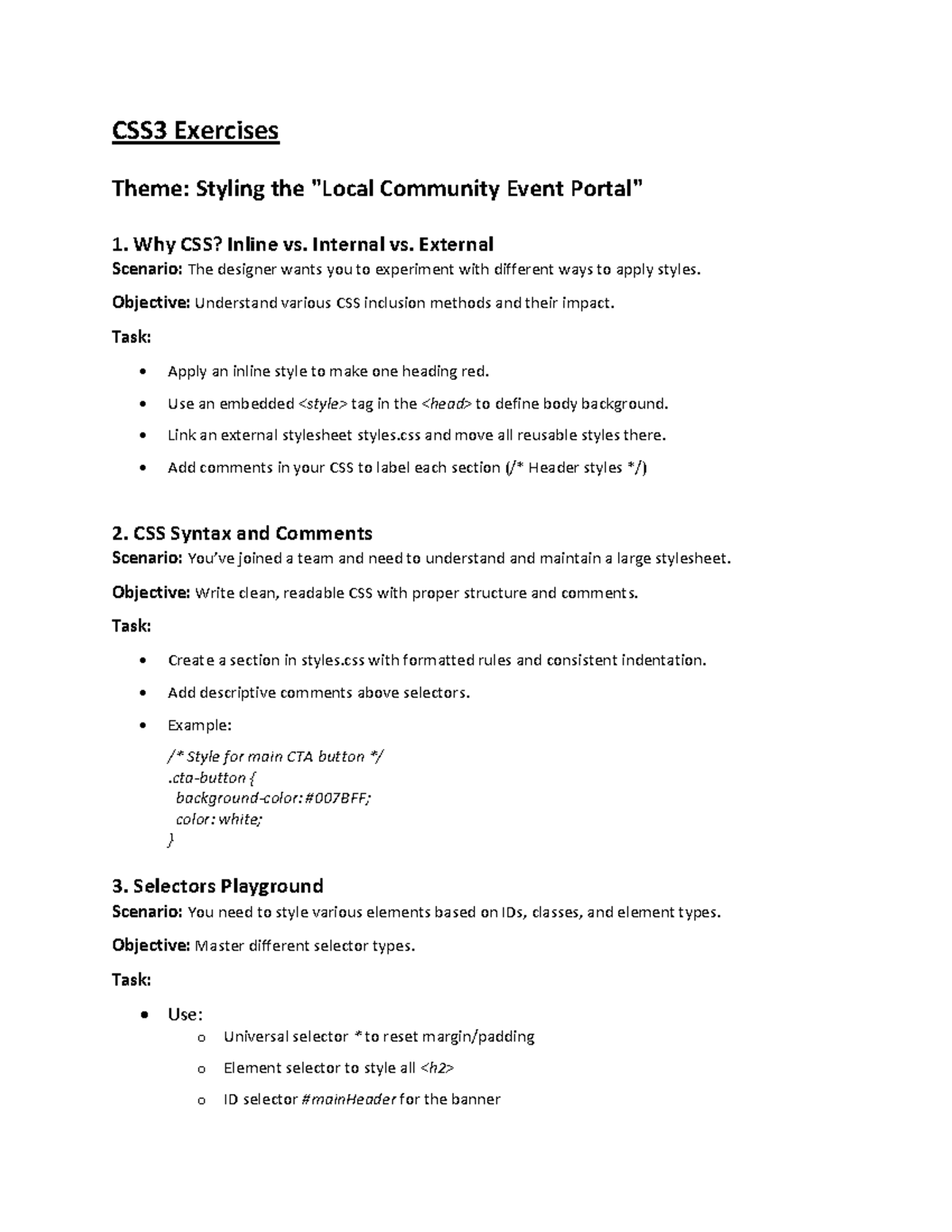 CSS3 Exercises: Styling Community Event - Module 1 Overview - Studocu