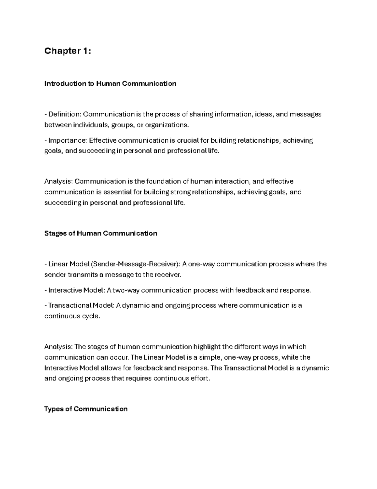 KCOM 112 Chapter 1: Introduction to Human Communication Notes - Studocu