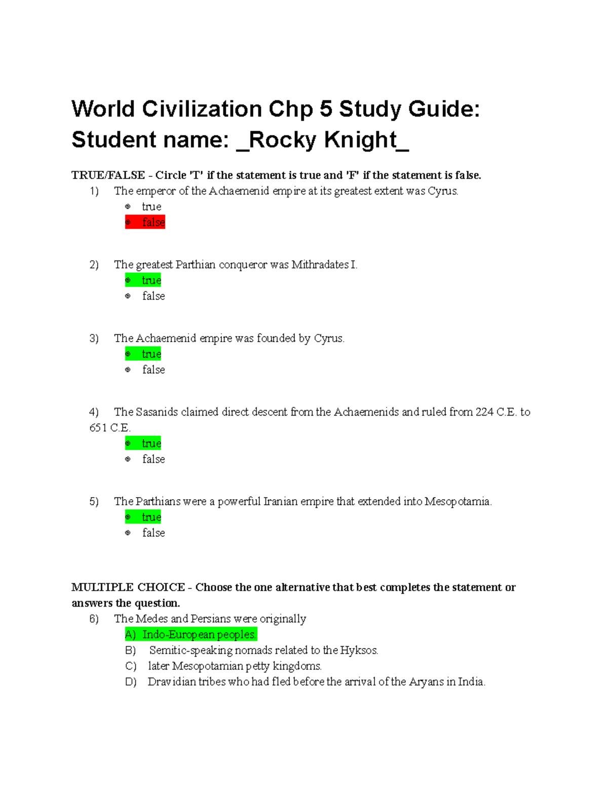 World Civilization Ch. 5 Study Guide: Persian Empires & Zoroastrianism ...