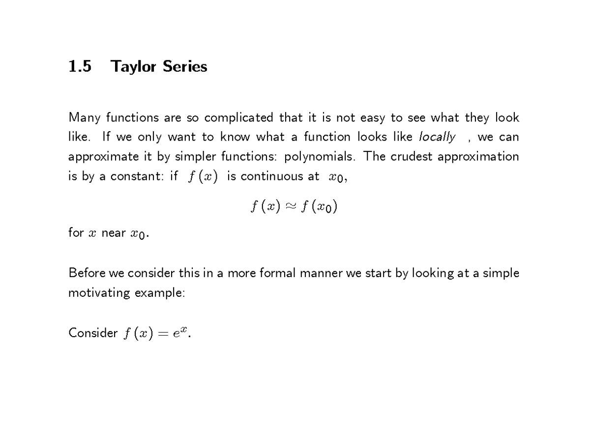BENG Maths Refresher: Taylor Series Overview and Applications - Studocu