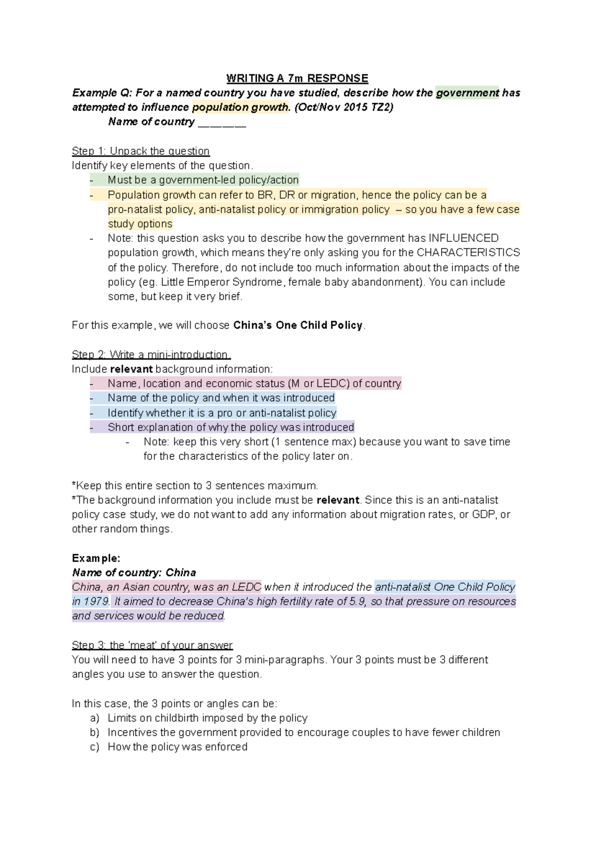 7-Mark Response Structure for Population Growth Influence (2015 TZ2 ...