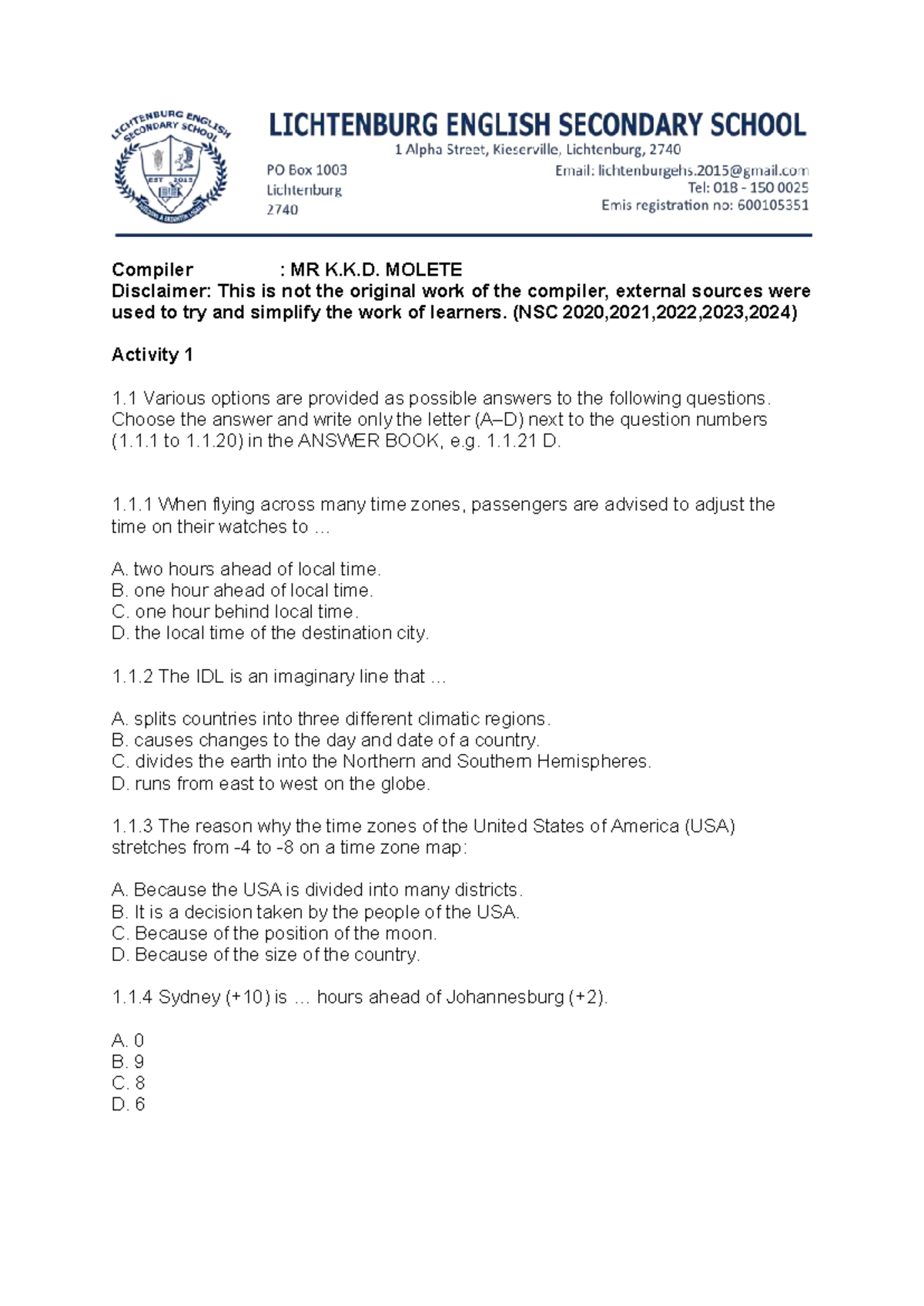 TIME Zones ACT 3: Past Exam Practice Questions & Answers 2020-2024 ...