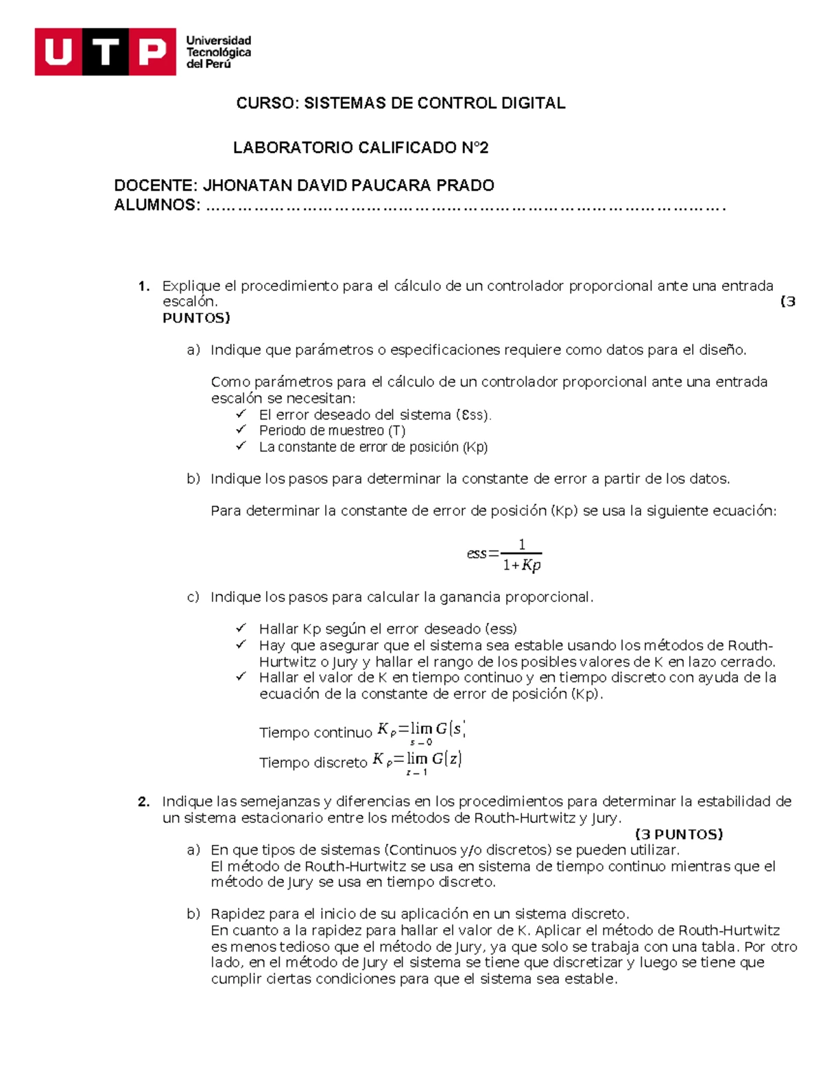 Laboratorio 2: Diseño y Análisis de Controlador PI en Control Digital ...