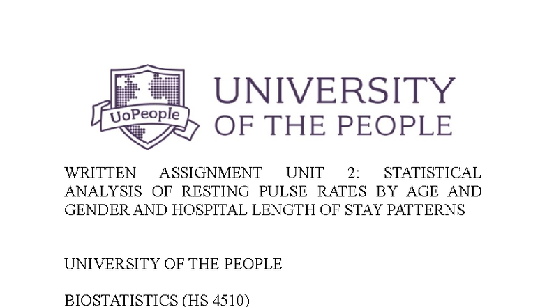 Statistical Analysis of Resting Pulse Rates & Hospital Stay Patterns ...
