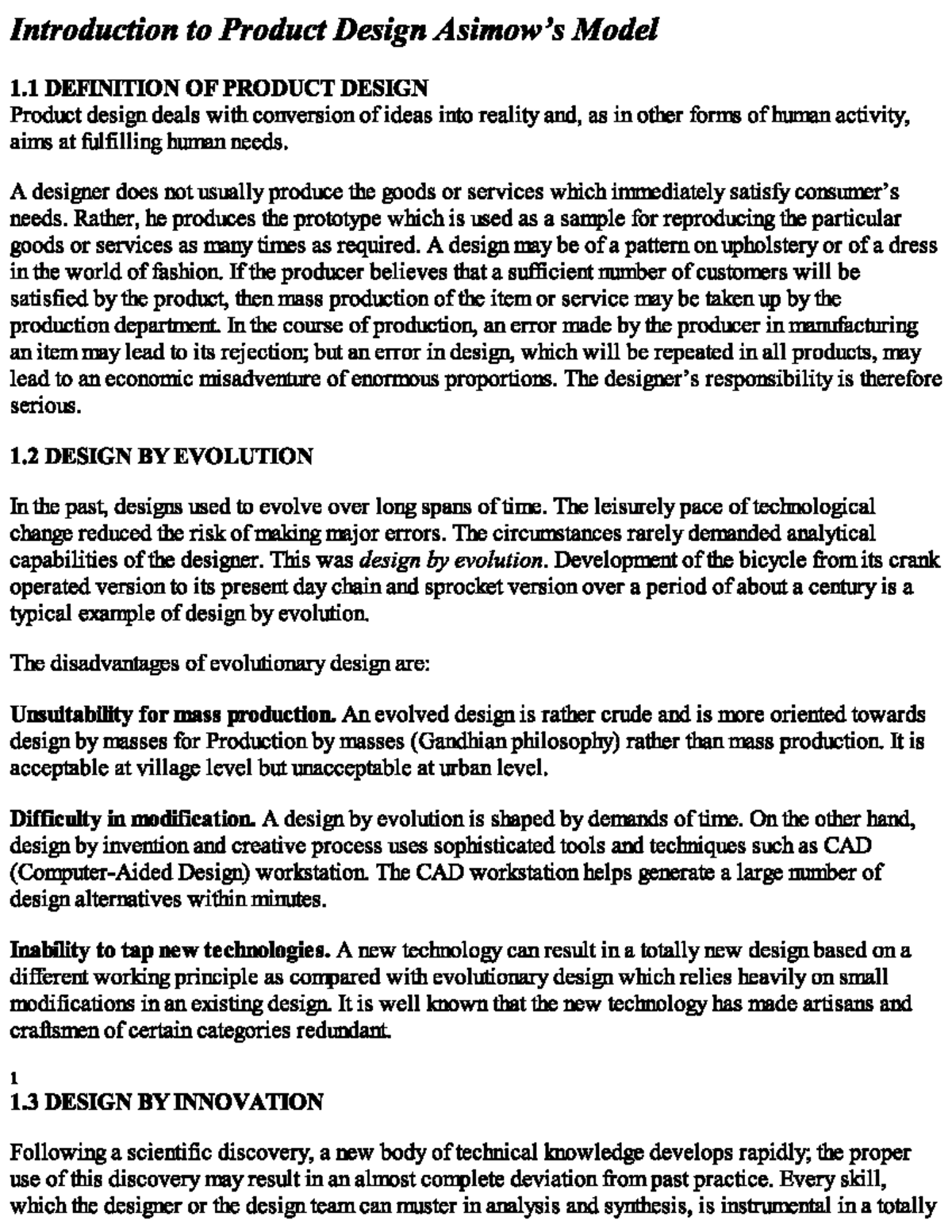 Introduction to product design using Asimovs model - Product Design ...