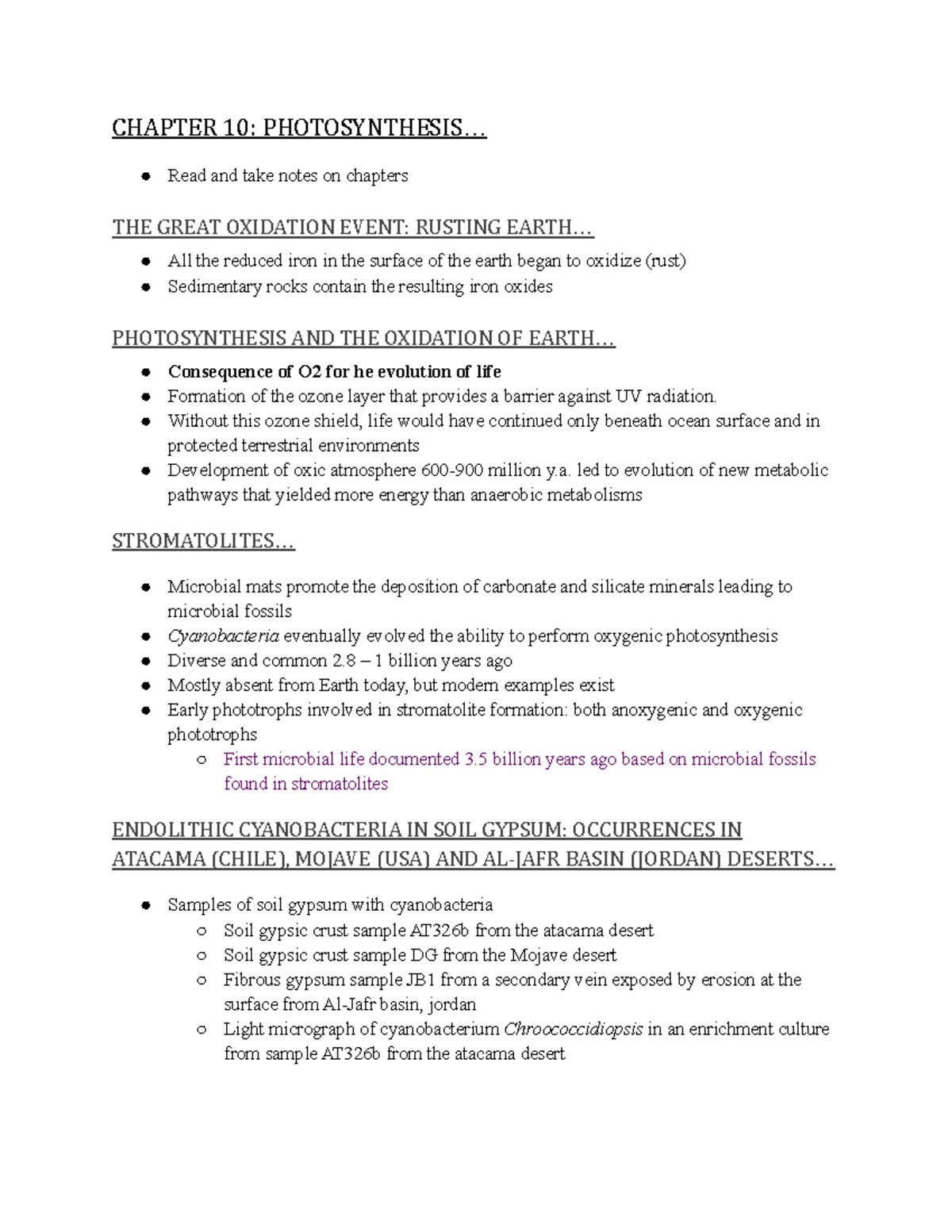 Chapter 10 part 1 Notes - CHAPTER 10: PHOTOSYNTHESIS& ï Read and take ...