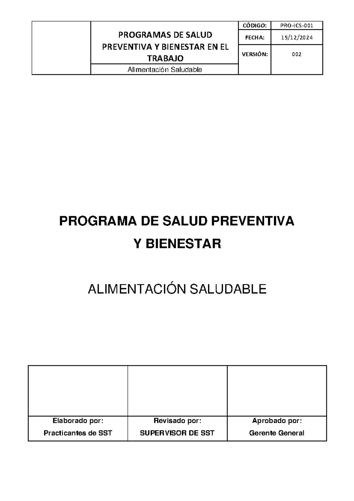 Programa DE Alimentacion Saludable - PROGRAMAS DE SALUD PREVENTIVA Y ...
