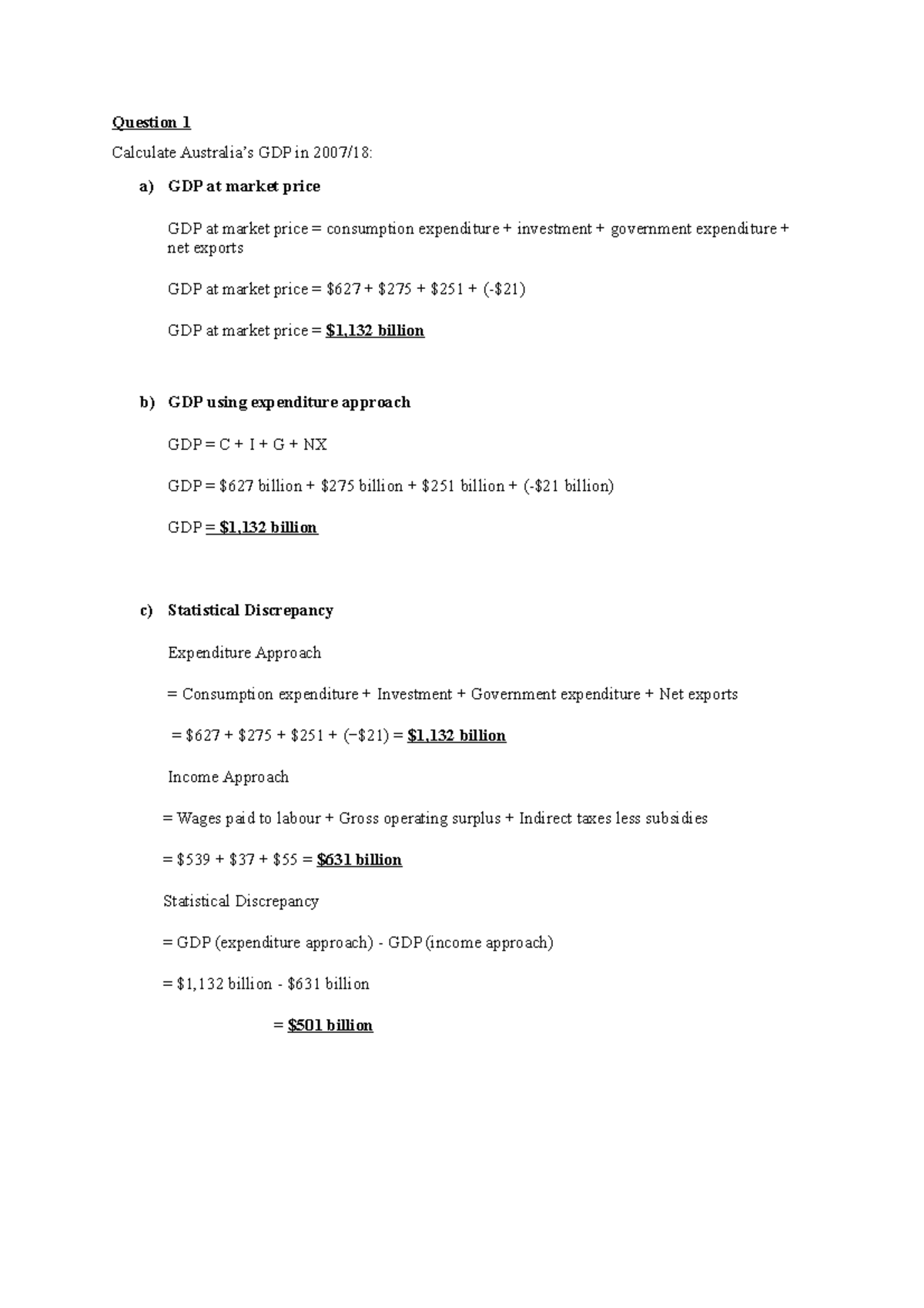 EC101 MST 1 Solutions - Understanding GDP Calculation and Economic ...