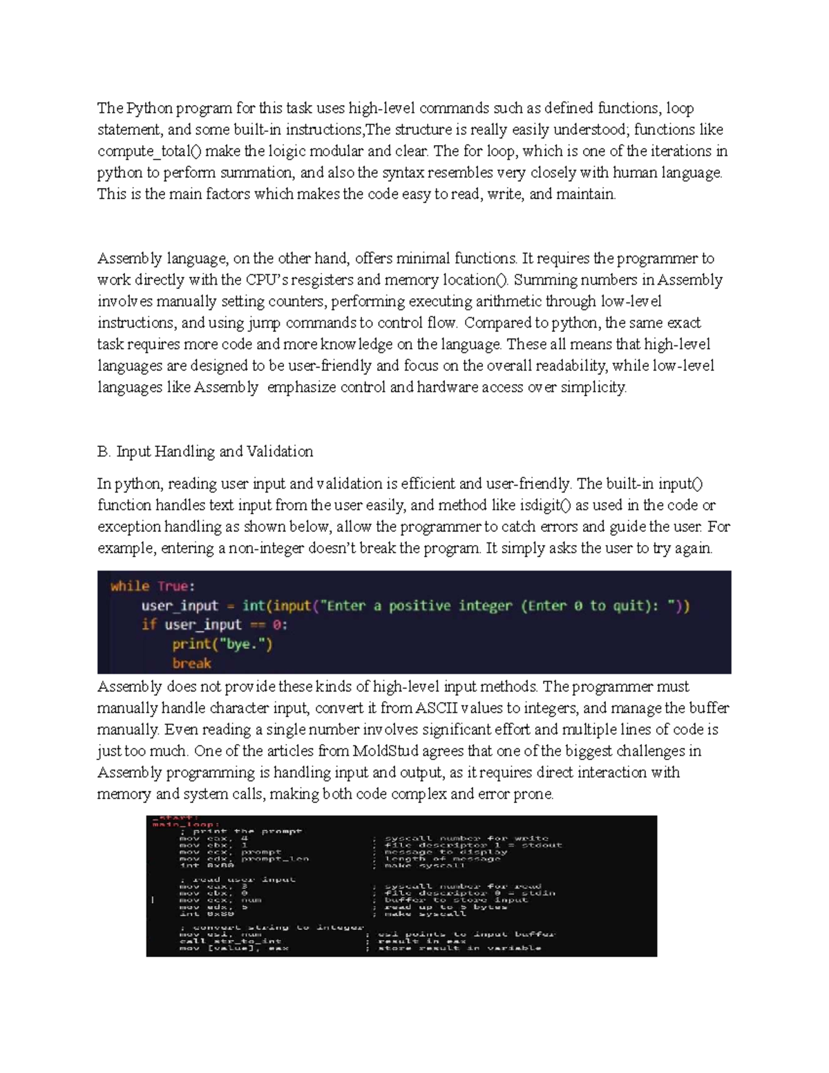 ICS Assignment Part 2: Comparing Python and Assembly for Input Handling ...