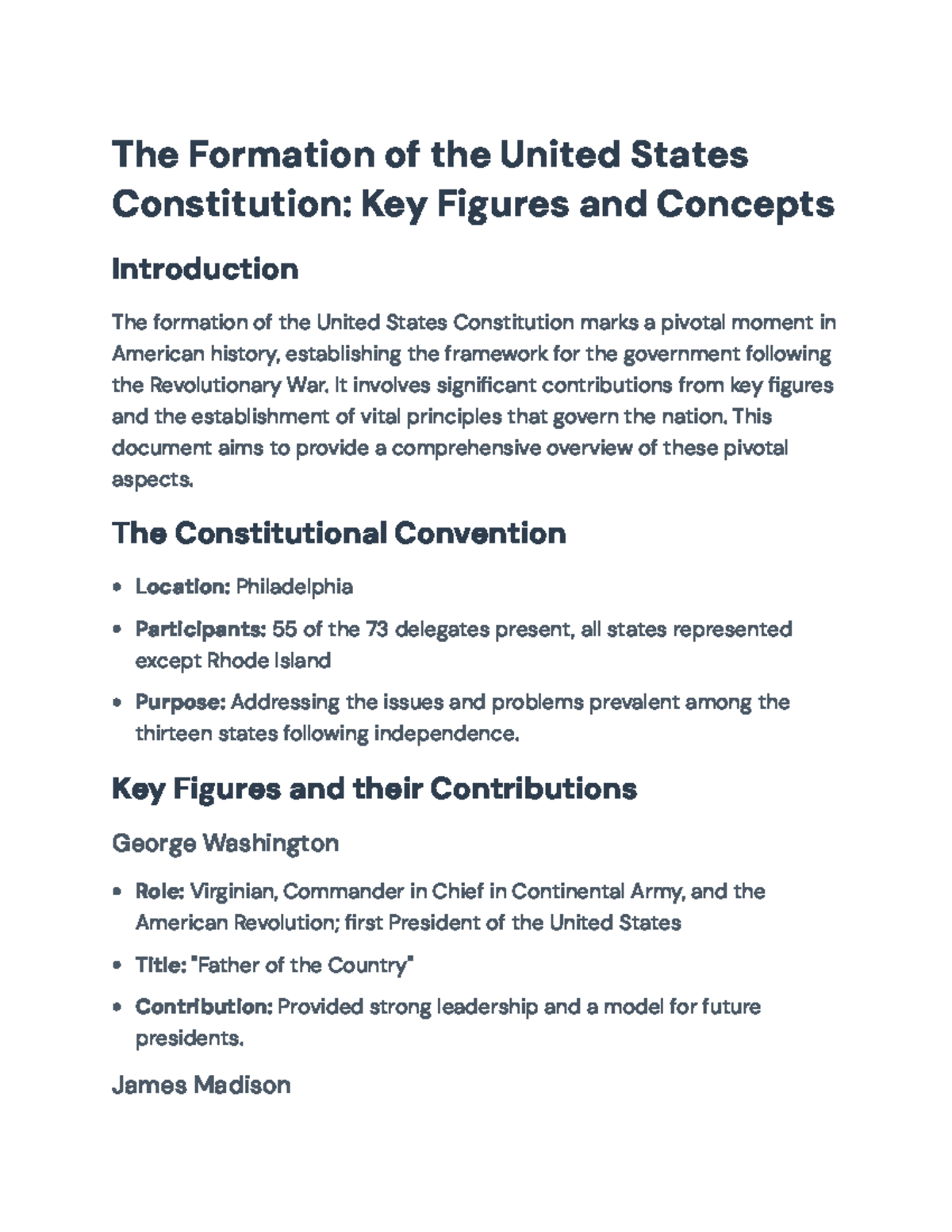 The Formation of the U.S. Constitution: Key Figures & Concepts - The ...