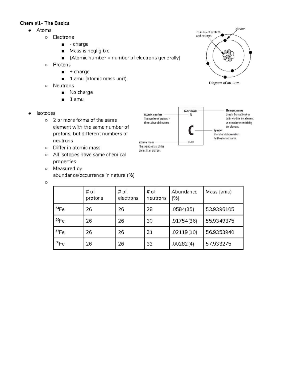 General Chemistry I - Chapter 1 and 2 Notes - CHAPTER 1 MATTER AND ...