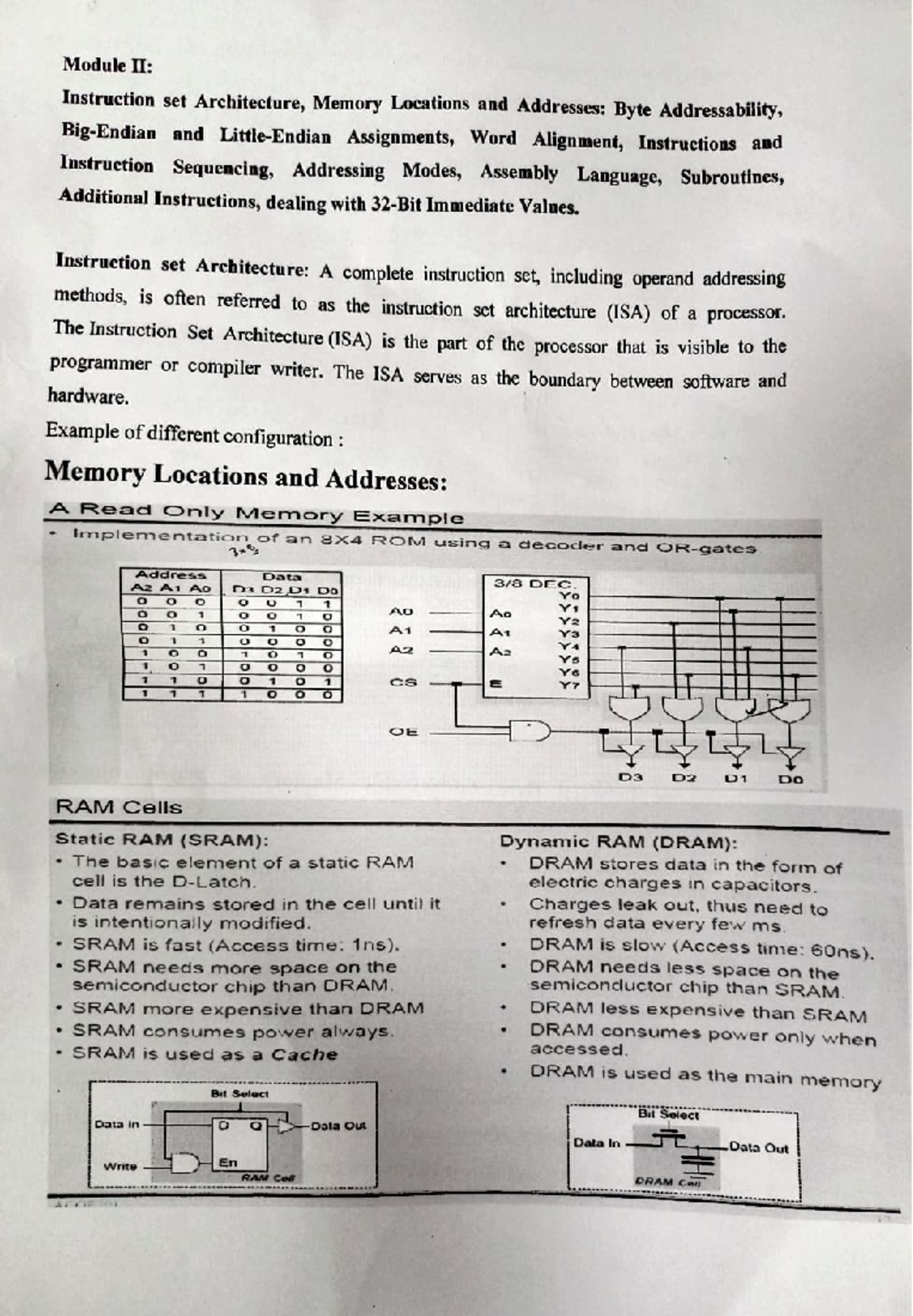 Coa Module II: Instruction Set Architecture and Memory Management - Studocu