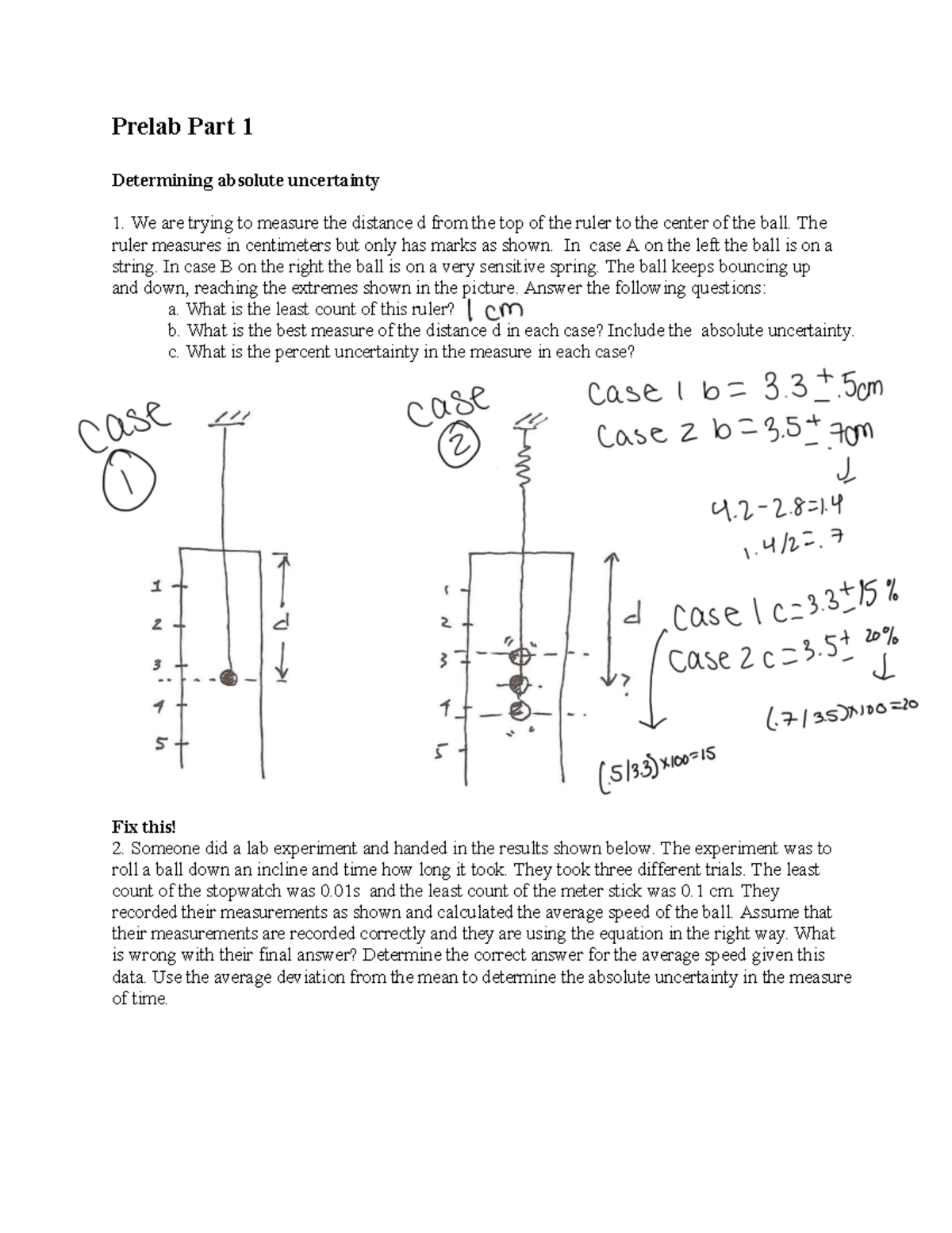 Lab 1: Measurement & Uncertainty Analysis - Prelab and Results - Studocu