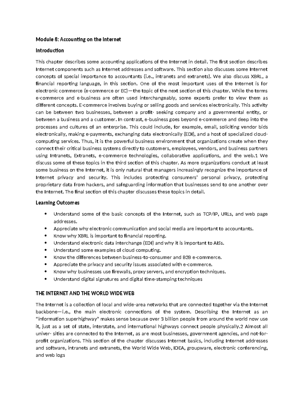 Module 8: Accounting on the Internet - Key Concepts and Applications ...