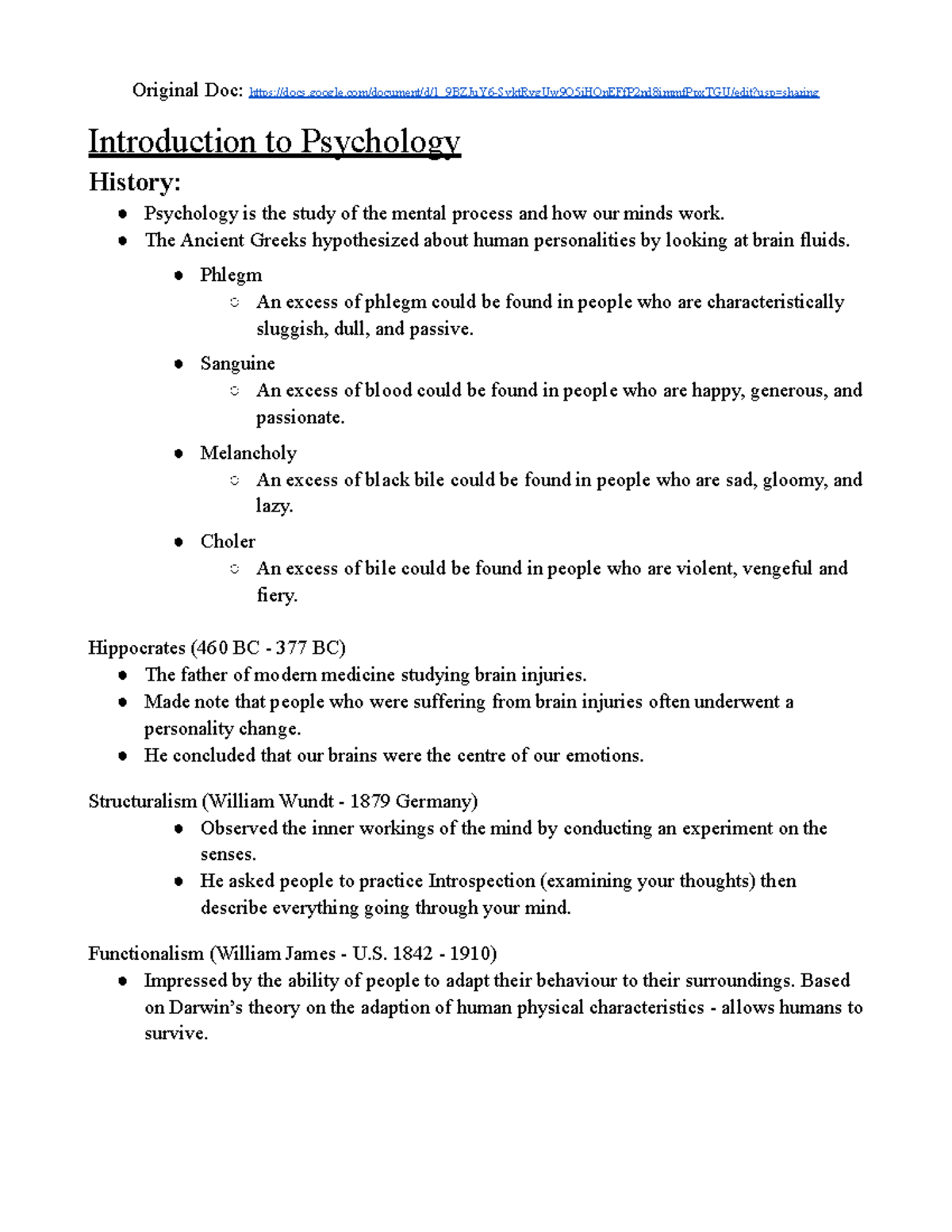 Psychology 101: Comprehensive Unit Notes and Historical Overview - Studocu