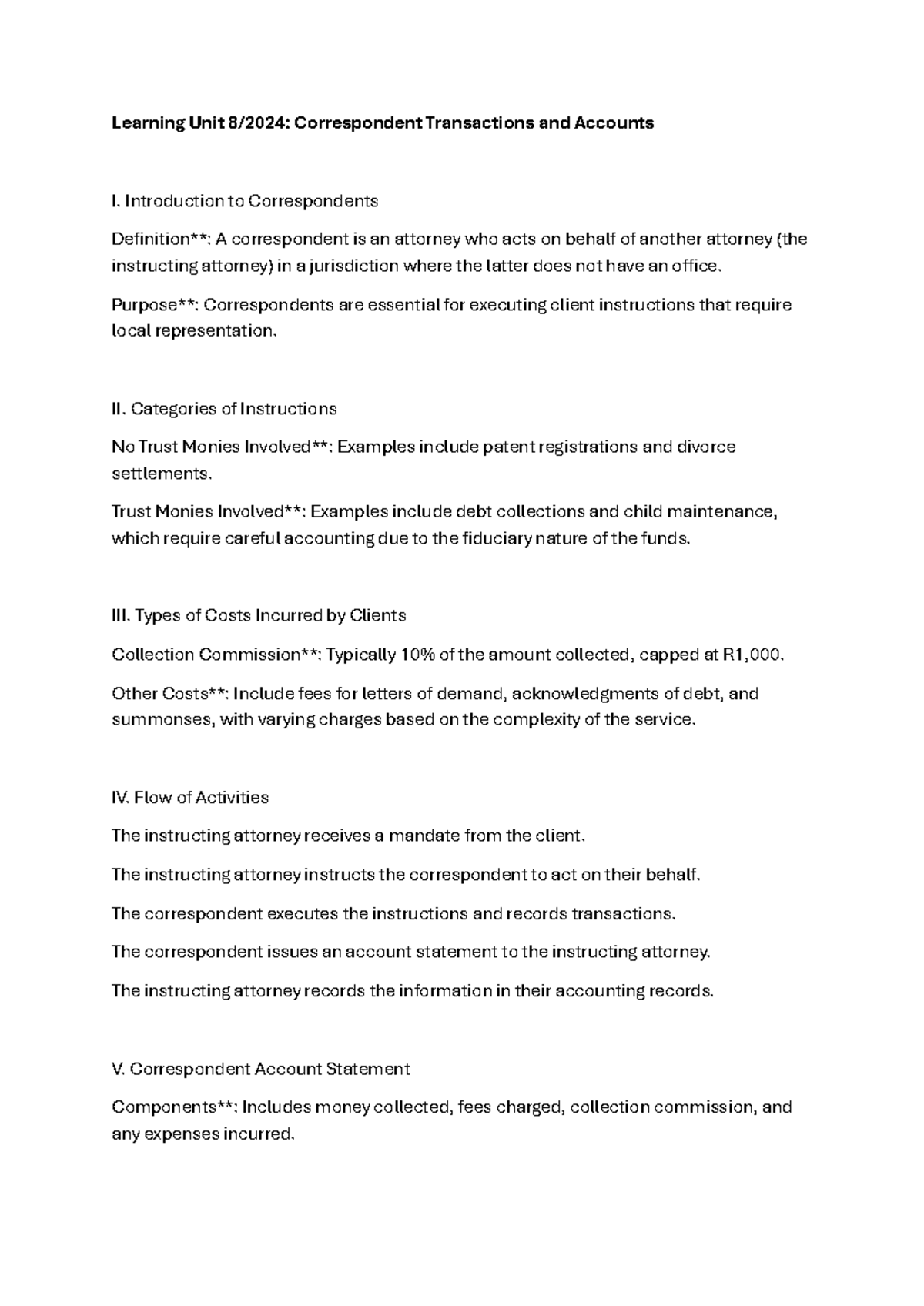 Learning Unit 8/2024: Overview of Correspondent Transactions & Accounts ...