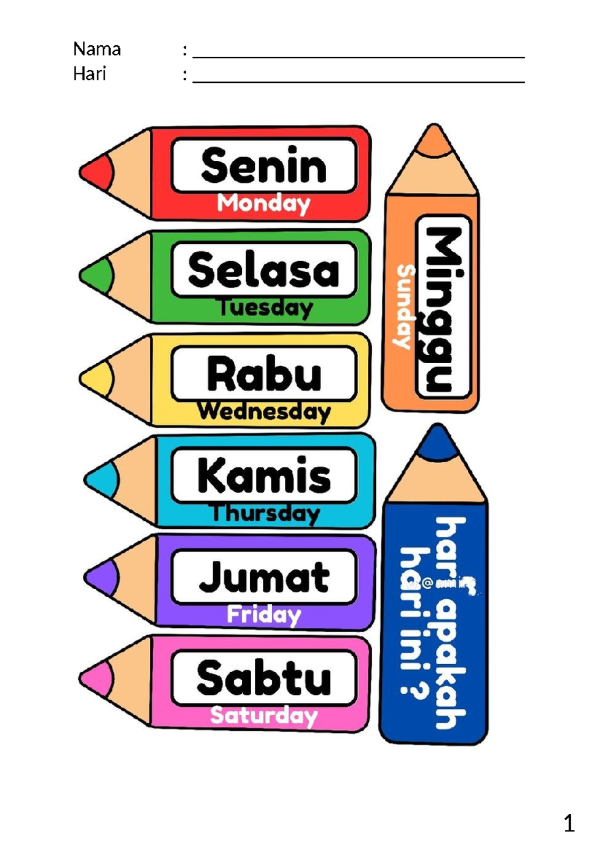 Flashcard: Nama Hari Study Guide - Studocu