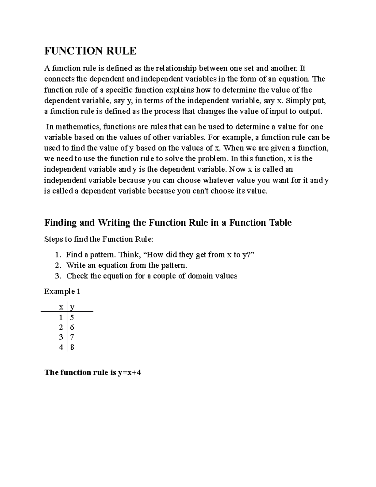 MMW Function Rule and Arguments of a Function - FUNCTION RULE A ...