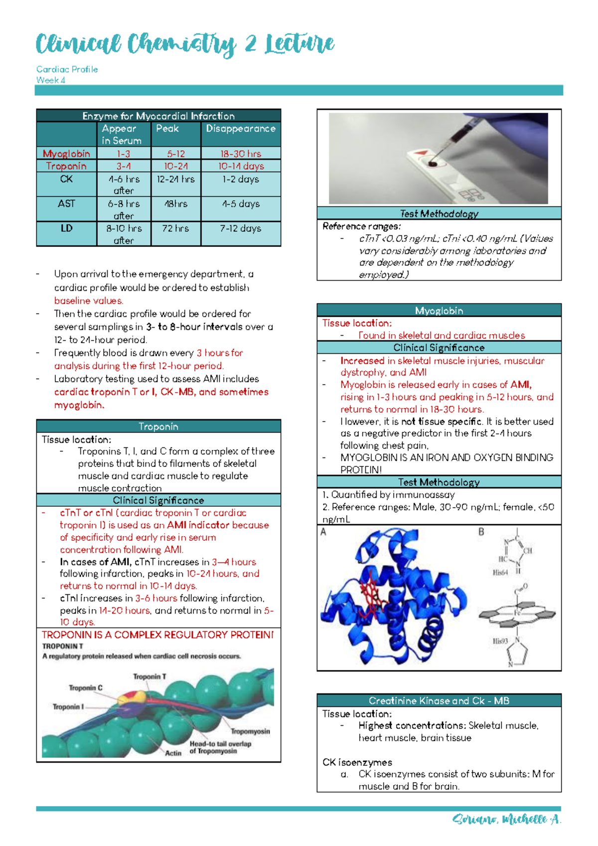 Week 4 Cardiac Profile Overview - Clinical Chemistry 2 (acac) - Studocu