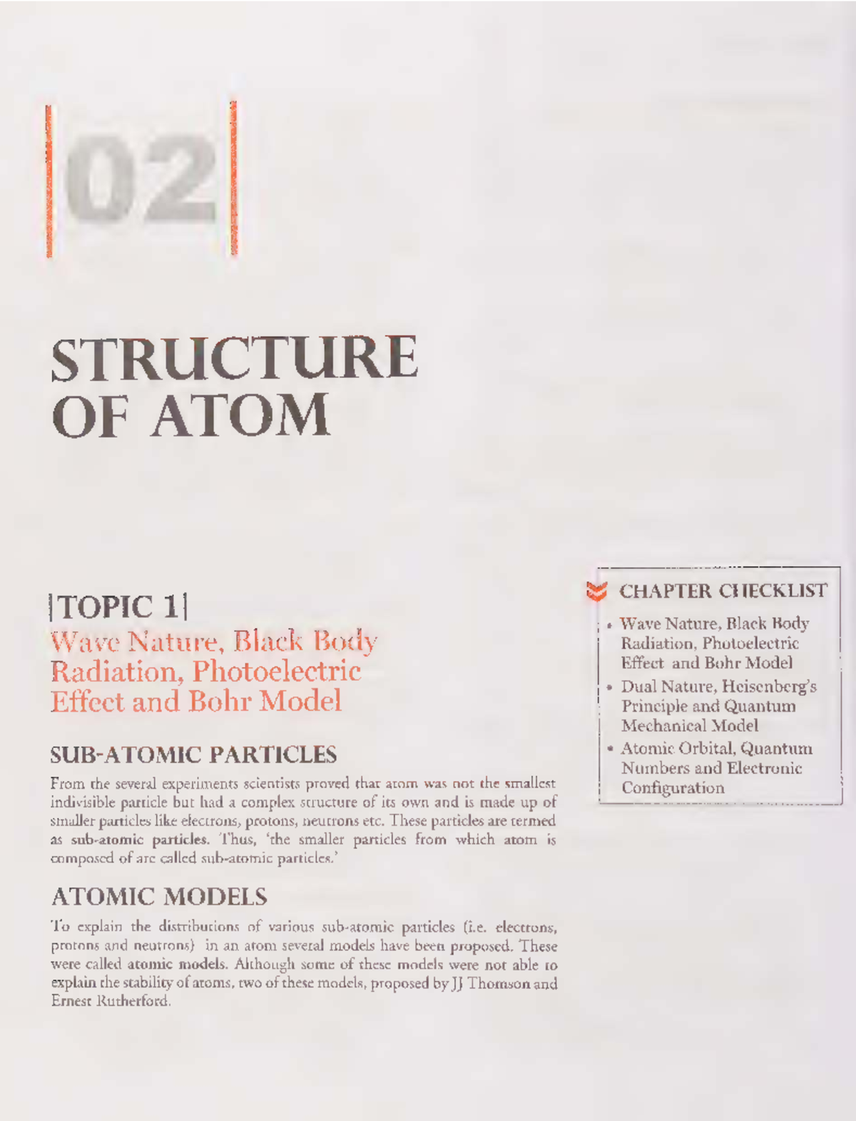 Structure of Atom: Chapter Checklist for ntCHEMISTRY Class 11 - Studocu