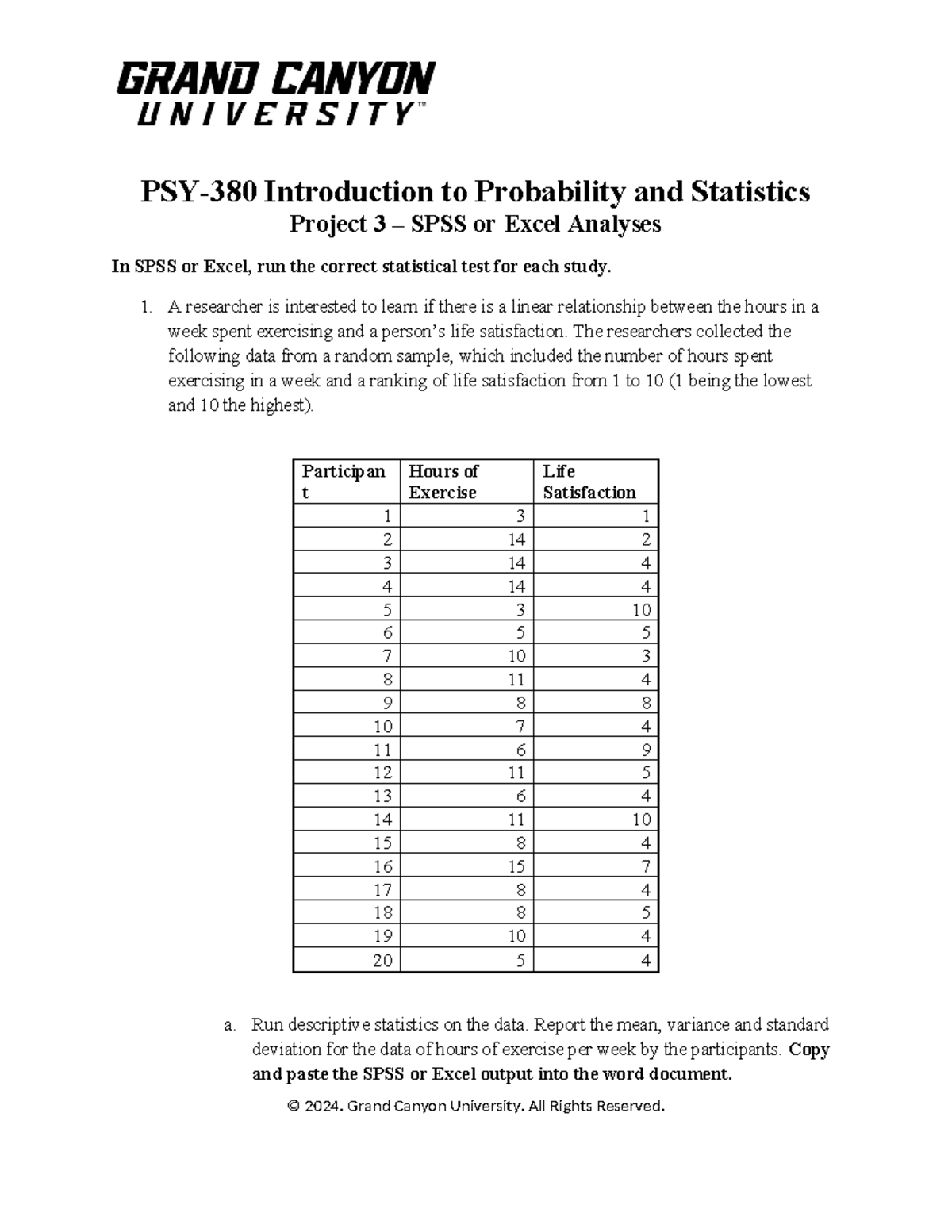 PSY 380 Project 3 SPSS Analyses - PSY-380 Introduction to Probability ...