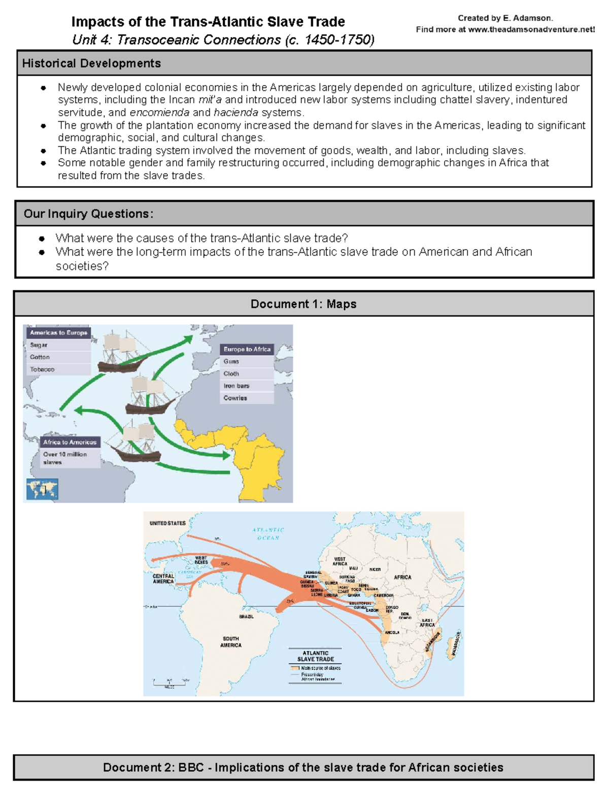 Unit 4: Impacts of the Transatlantic Slave Trade Documents - Studocu