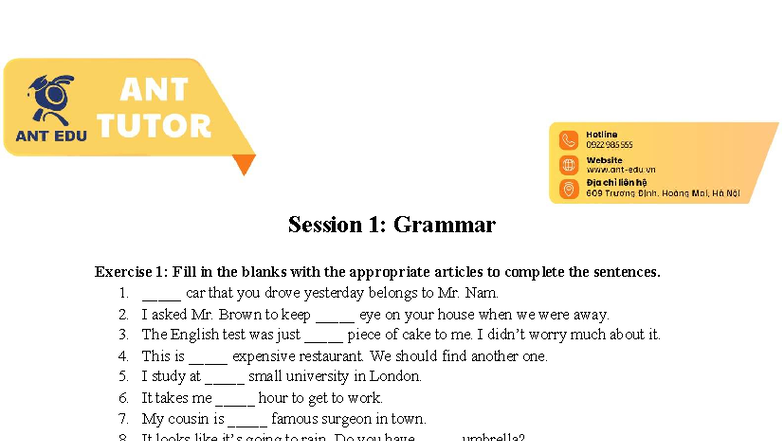 Homework for Lesson 7: Basic English Exercises - Studocu