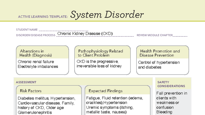 ACTIVE LEARNING TEMPLATE: Chronic Kidney Disease (CKD) System Disorder ...