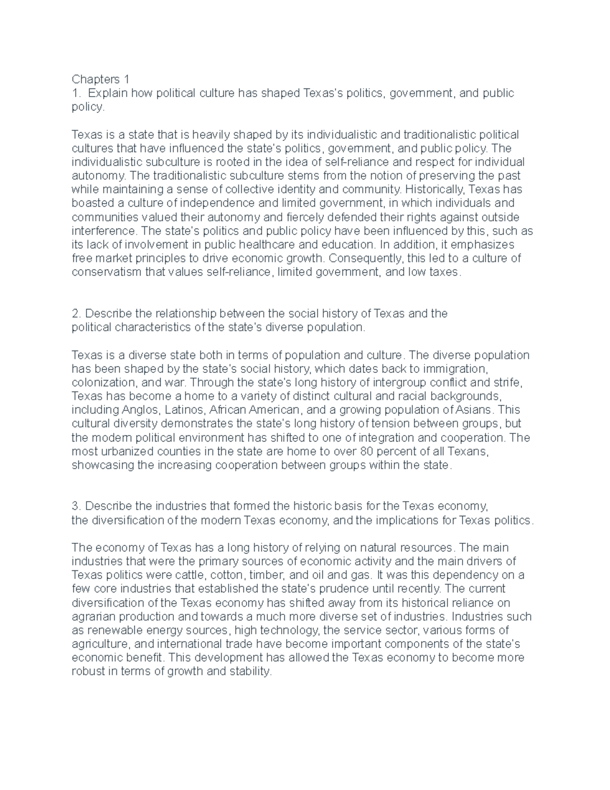 TX Gov. Definitions - Chapters 1 Explain how political culture has ...
