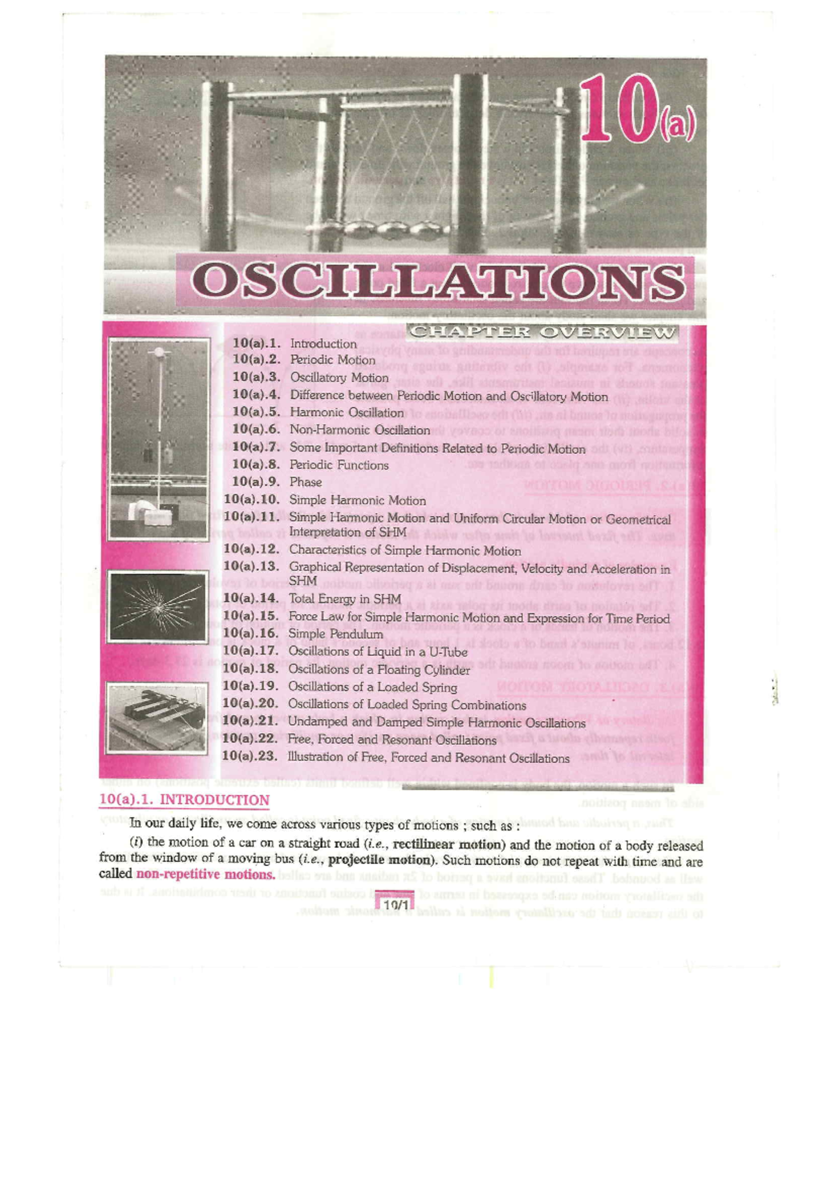 Oscillations -1 - simple harmonic motion - 10th OSCILLATIONS CHAPTER ...