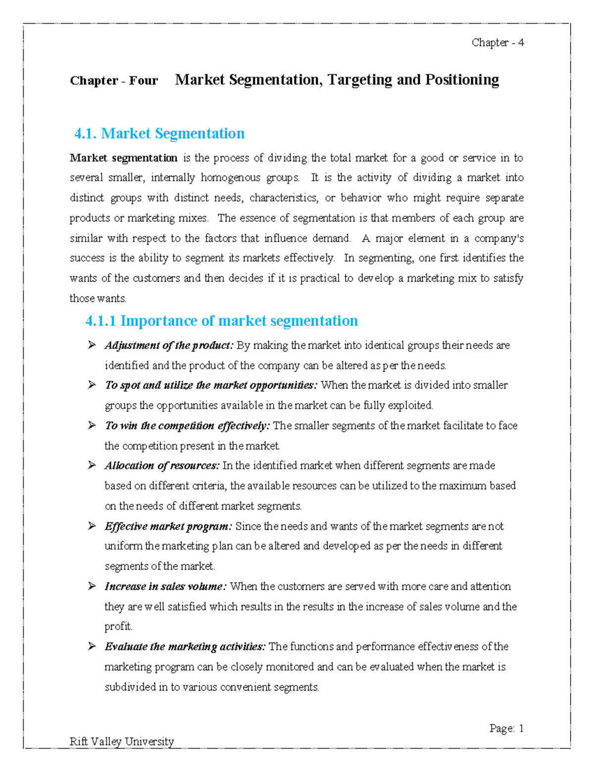 Principles of Marketing: Chapter 4 - Market Segmentation & Targeting - Studocu