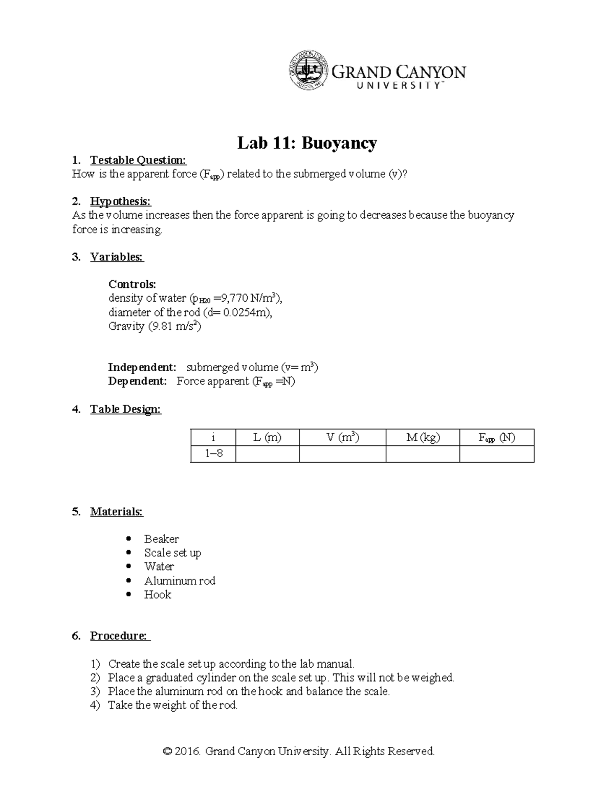 *Lab 11: Exploring Buoyancy and Force Relationships* - Studocu