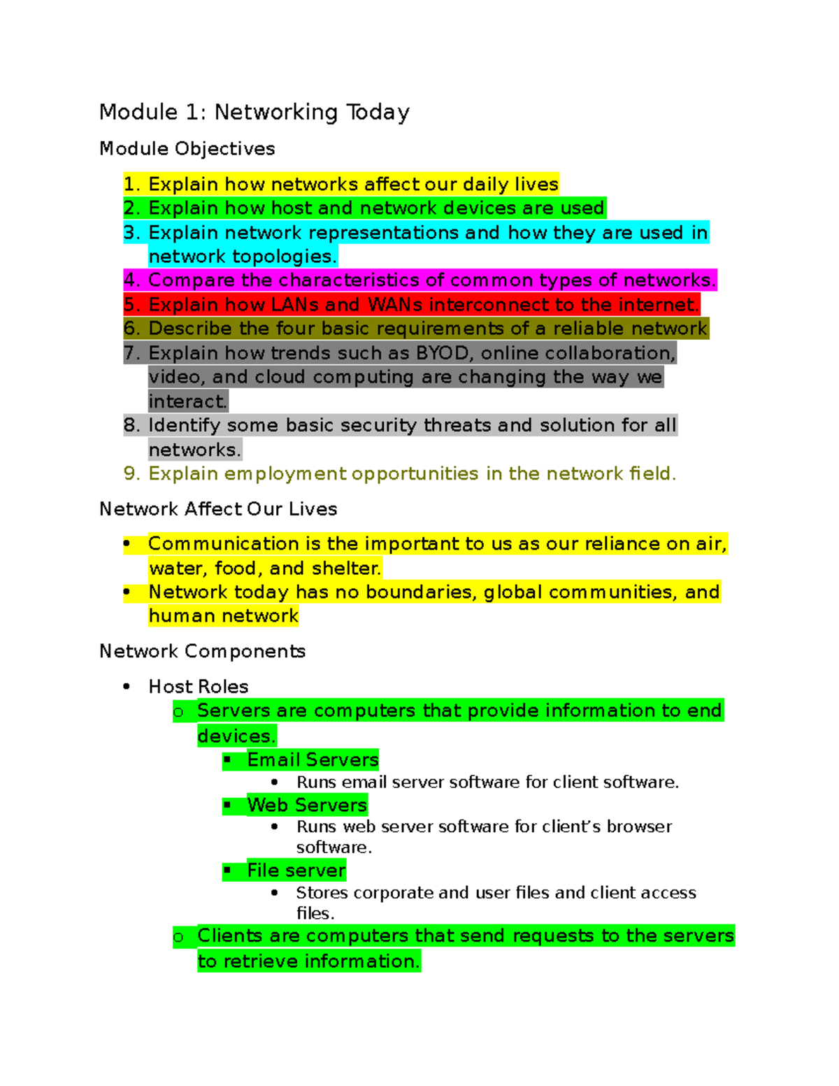 Module 1: Networking Today Notes - CCNA Course Overview - Studocu