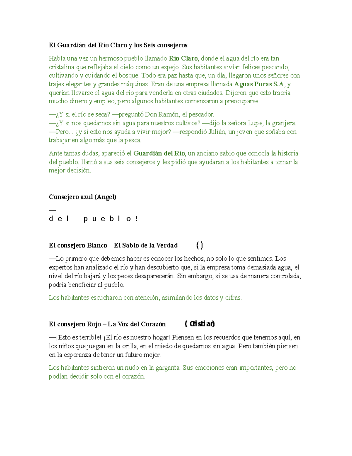 El Guardián del Río Claro y los Seis consejeros(Cuento) - El Guardián ...