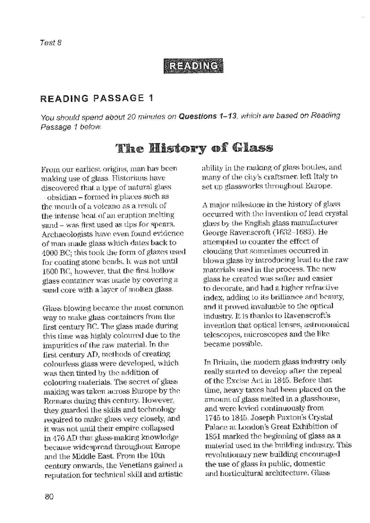 Test 8 Reading Passage Analysis and Questions - Studocu