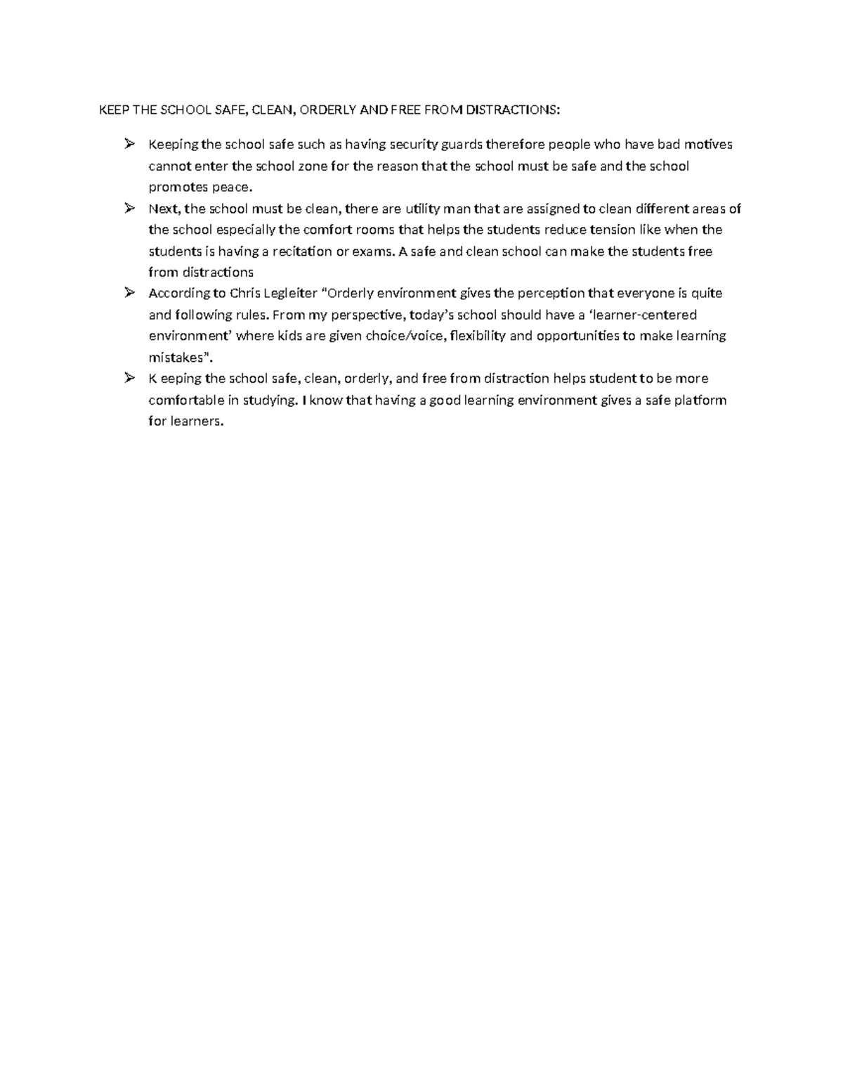 Fs 1 - Field Study Notes on Maintaining a Safe Learning Environment ...