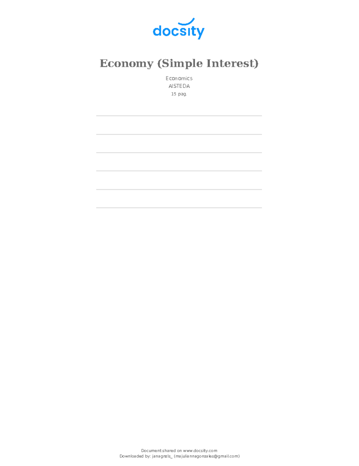 AISTEDA Econ 101 Simple Interest and Financial Concepts Notes - Studocu
