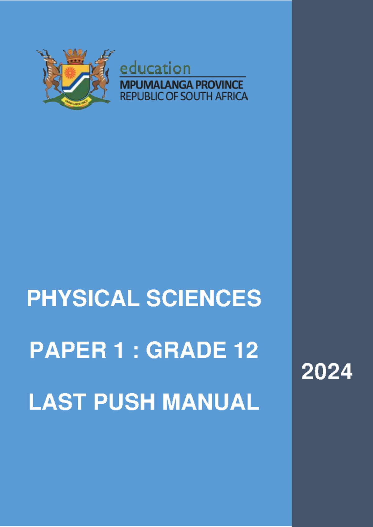 Grade 12 NSC Physical Sciences Paper 1 Last Push Guide for 2024 - Studocu