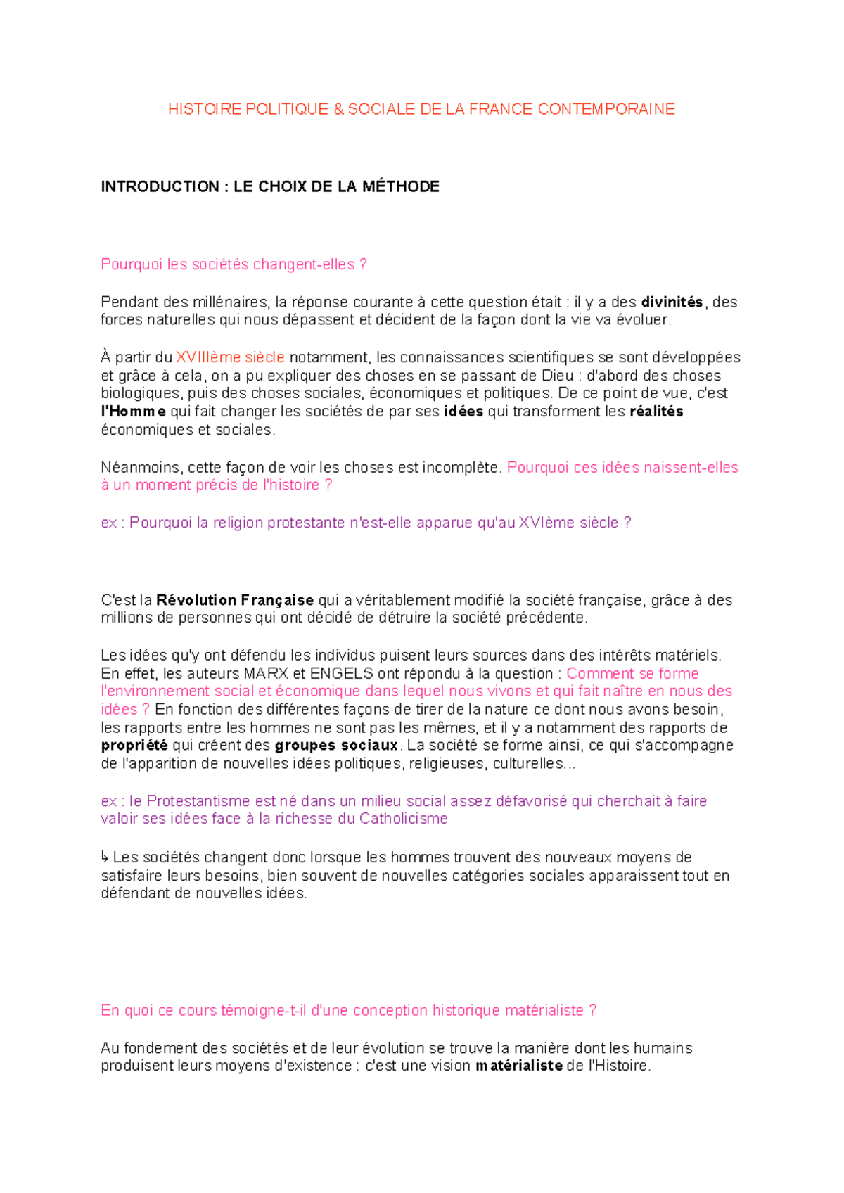 HISTOIRE POLITIQUE ET SOCIALE DE LA FRANCE CONTEMPORAINE - COURS ...