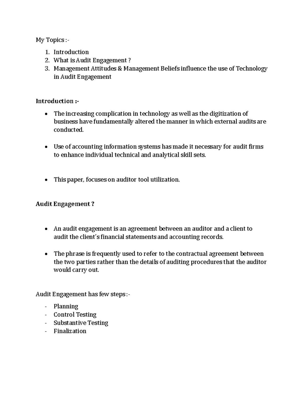 Auditing 101: Key Insights on Audit Engagement and Technology Use - Studocu