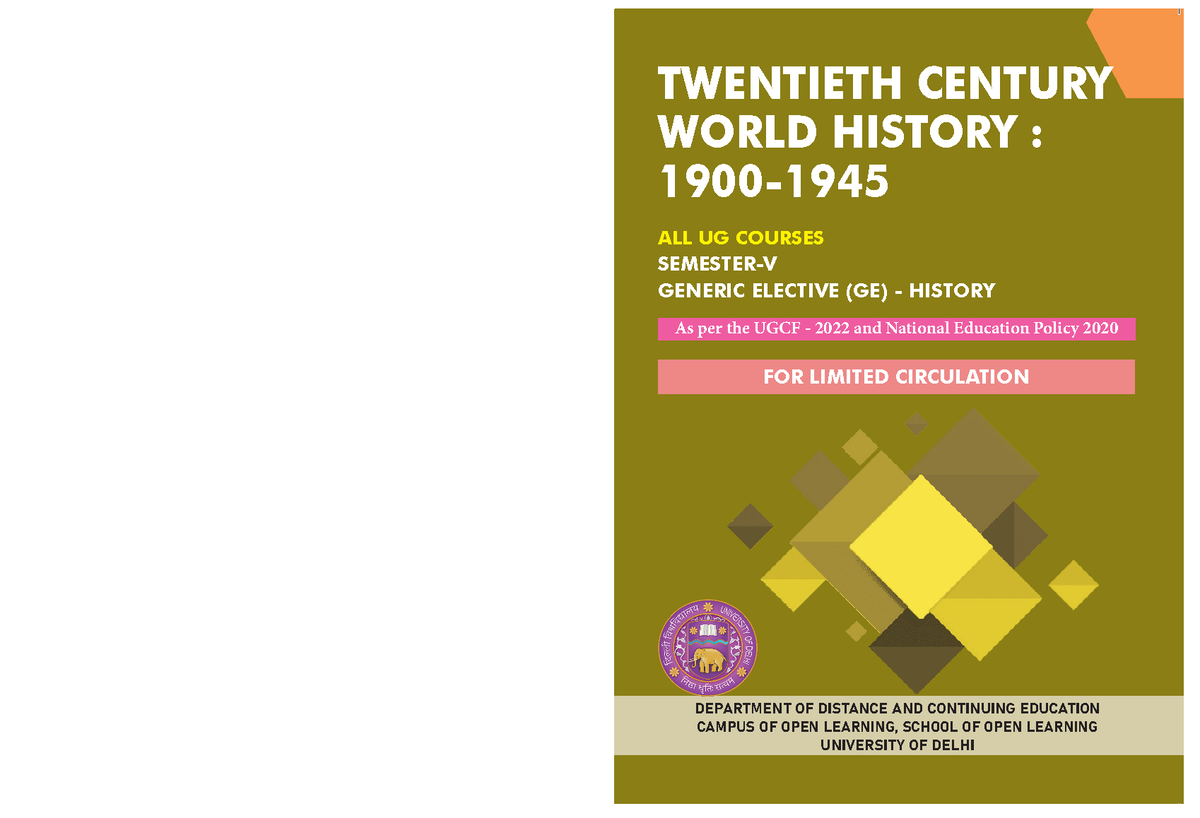 20th century history - TWENTIETH CENTURY WORLD HISTORY : 1900- ALL UG ...
