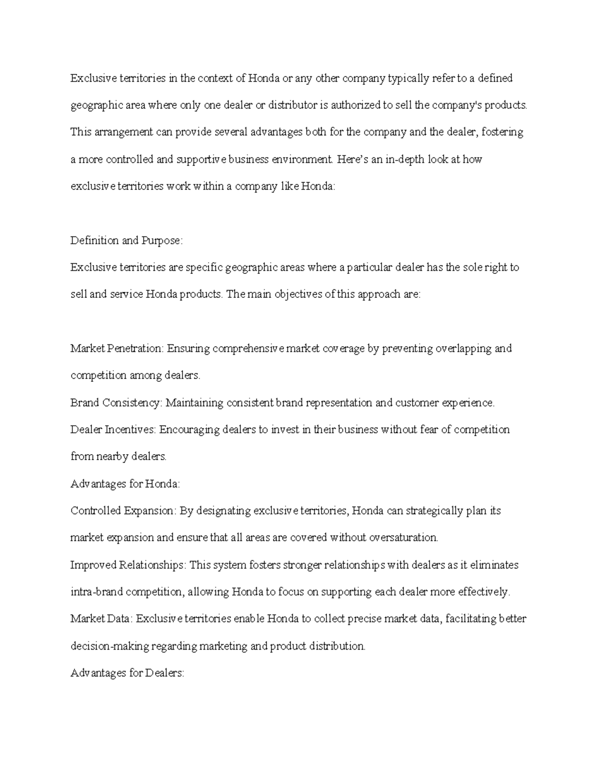Exclusive Territories in Honda: Definition, Advantages, and Challenges ...