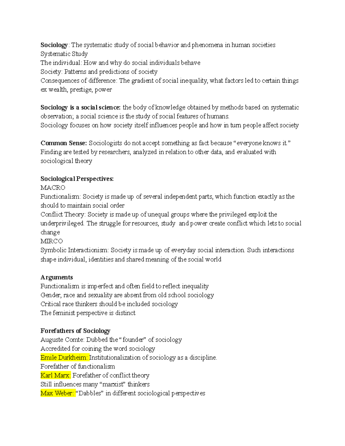 Socy 122 Lecture's 2 ,3, 4 - Google Docs - Sociology: The systematic ...