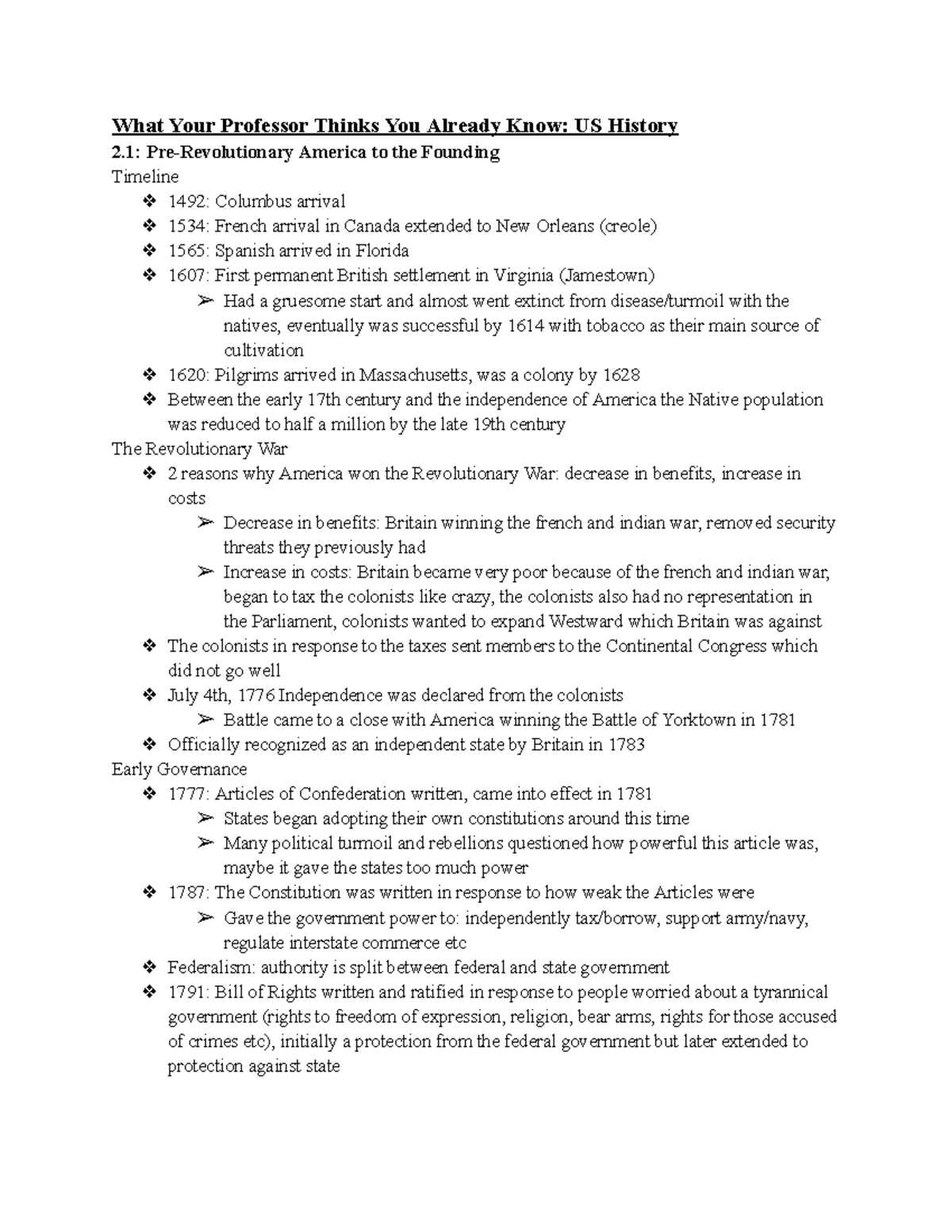 US History 2.1: Key Events and Transformations from 1492 to 2022 - Studocu